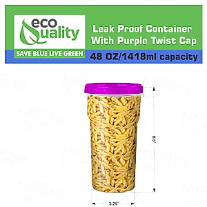 48 oz Clear Twist Top Storage Deli Containers with Leak Proof Lids Purple - BPA Free Snack Containers Airtight Reusable Plastic Food Storage Canisters with Twist Seal Caps, Food Storage, Meal Prep, Freezer, Kitchen Organizer, Stackable, Reusable (4)