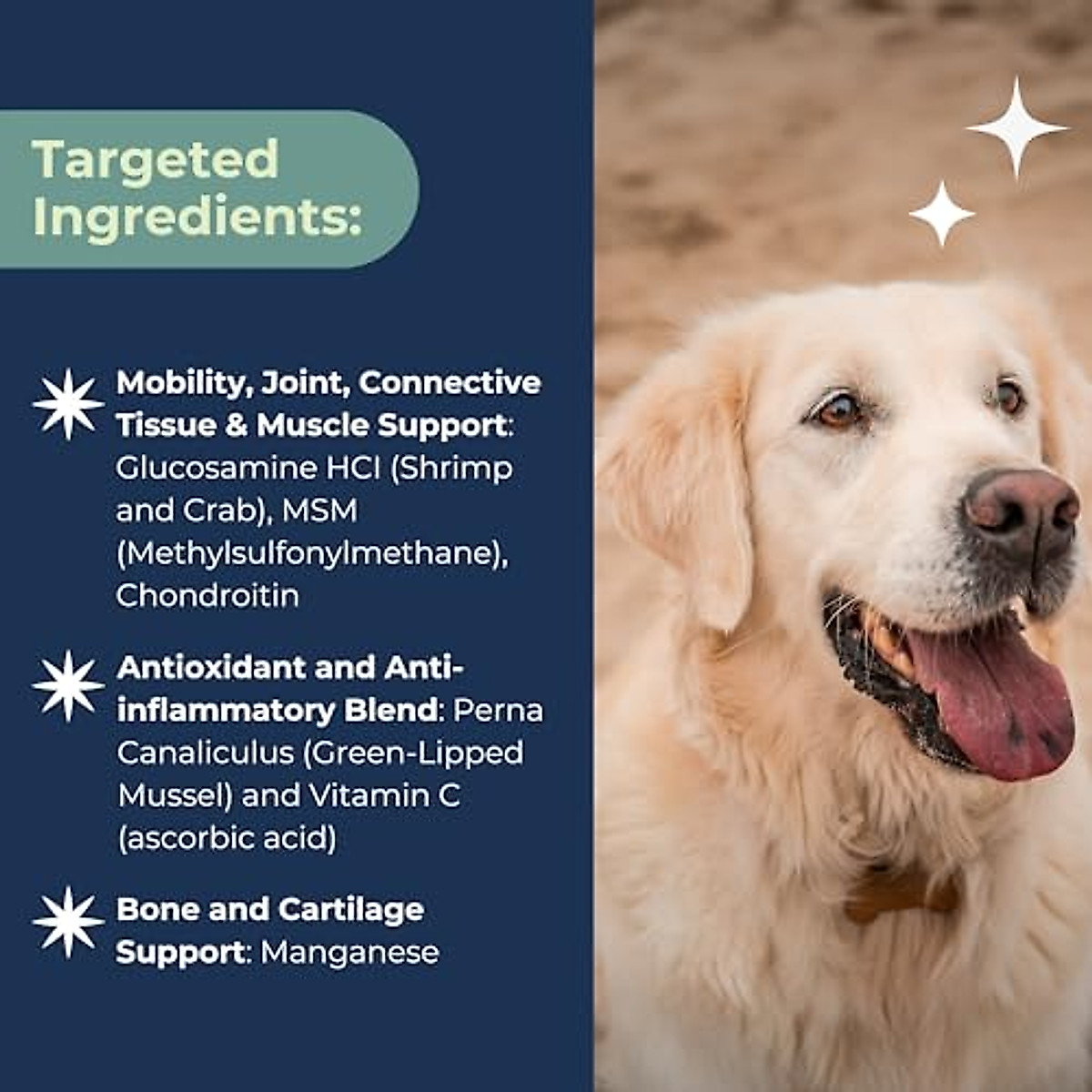 Advanced Hip & Joint Supplements for Dogs, USA Made with Glucosamine & Green Lipped Muscle for Mobility Health, 60ct