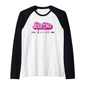Barbie The Movie - Transportation Vehicles Raglan Baseball Tee
