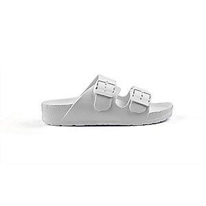 Qtdstz Women's Comfort Slides Summer Double Buckle Adjustable EVA Flat Sandals