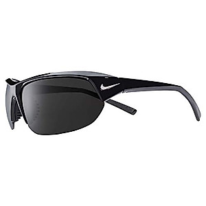 Nike Skylon Ace P Polarized Rectangular Sunglasses, Shiny Black/Silver, 69 mm