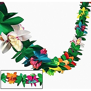 Tissue Flower Garland, Set of 3 Streamers, Tropical, Luau Party Garlands