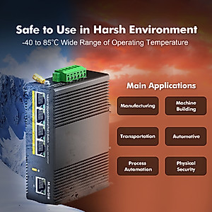 MokerLink 5 Port PoE Gigabit Industrial DIN-Rail Ethernet Switch, 14Gbps Switching Capacity, IP40 Rated Network Switch (-40 to 185°F), with UL Power Supply