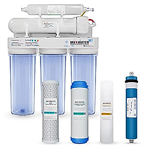 Max Water 5 Stage 100 GPD (Gallon Per Day) RO (Reverse Osmosis) Standard Water Filtration System for Heavy Duty - Under-Sink/Wall Mount - Model: RO-5C2