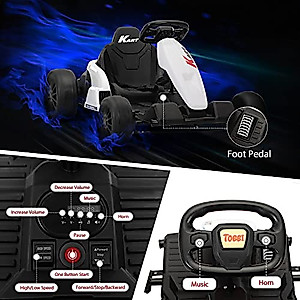 TOBBI 24V Electric Drifting Go Kart for Kids, Electric Ride On Toy w/85W*2 Motors, 8mph Max Speed, Safety Belt, Music, Horn, USB, Battery Powered Ride On Cars for Kids Ages 4-16 Years