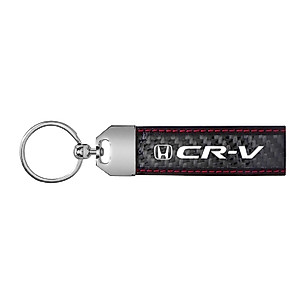 iPick Image Made Honda CR-V Real Black Carbon Fiber Loop Strap Key Chain with Red Stitching