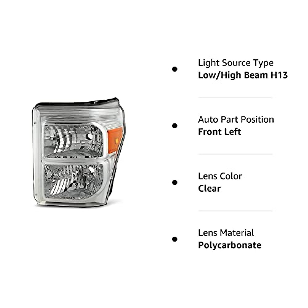 ACANII - For 2011-2016 Ford F250 F350 F450 F550 SuperDuty Replacement Headlight Headlamp - Driver Side Only