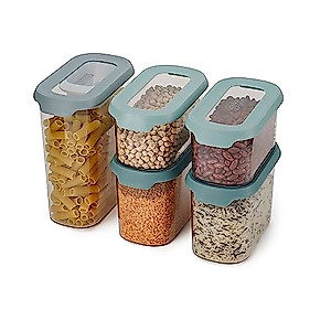 Joseph Joseph CupboardStore Airtight Easy Pour Food Storage Container Scoop, 5-Piece Set, Opal