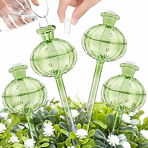 Sawowkuya 4 Pcs Plant Watering Globes, Cactus Self Watering Planter Insert，Glass Plant Watering Devices for Indoor and Outdoor Plants Accessories