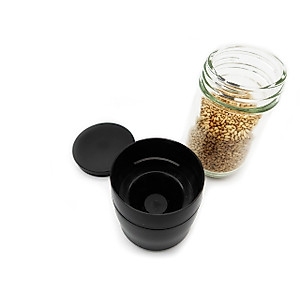 Glass Sesame Seed Grinder, Durable Sesame Mill, (Capacity: About 1oz of Sesame Seeds) Made in Japan (Black)