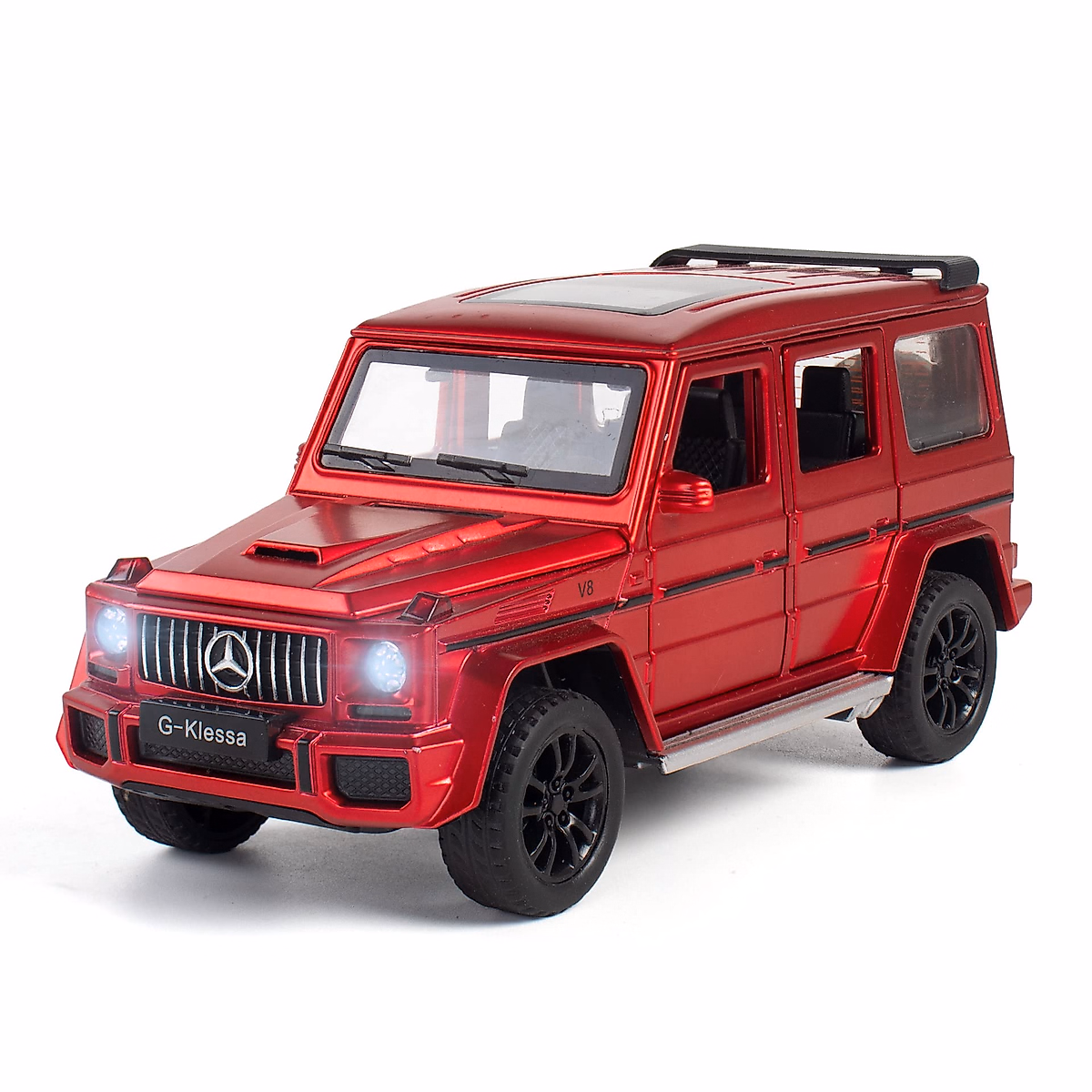 iLooboo Alloy Collectible Red Benz G63 AMG Toy Vehicle Pull Back Die-Cast Car Model with Lights and Sound