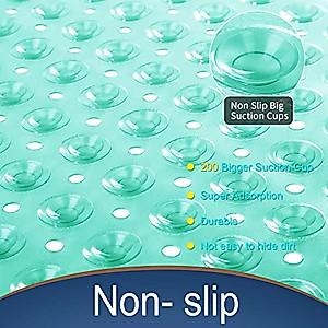 Yimobra Original Bath Tub Shower Mat Extra Long 16 x 40 Inches, Non-Slip with Drain Holes, Suction Cups, Machine Washable, Phthalate Free, Latex Free, BPA Free, Bathroom Mats, Clear Green