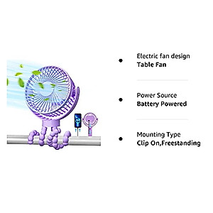 Portable Fan, Stroller Fan 60Hrs 12000mAh Battery Operated Fans USB Rechargeable Small Fan for Bedroom, Desk, Personal Handheld, Clip on Fan for Baby Stroller, Travel, Car Seat, Peloton, Bed, Camping