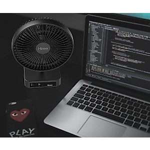 Hiree Desk Fan with USB Charging Port, 2 Speeds 6.7 Inch Small Desktop Table Fan with USB Charger, AC Outlets, Strong Wind, Quiet Operation - Personal Fan for Bedroom, Home, Office and Dorm Room