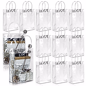 BadenBach 20 PCS Clear Gift Bags with Handles,6.3" x 9.8" x 3.1",Small Gift Bags Clear Goodie Bags Plastic Gift Bags with Handles for Wedding Birthday Baby Shower Party Favors Halloween Christmas