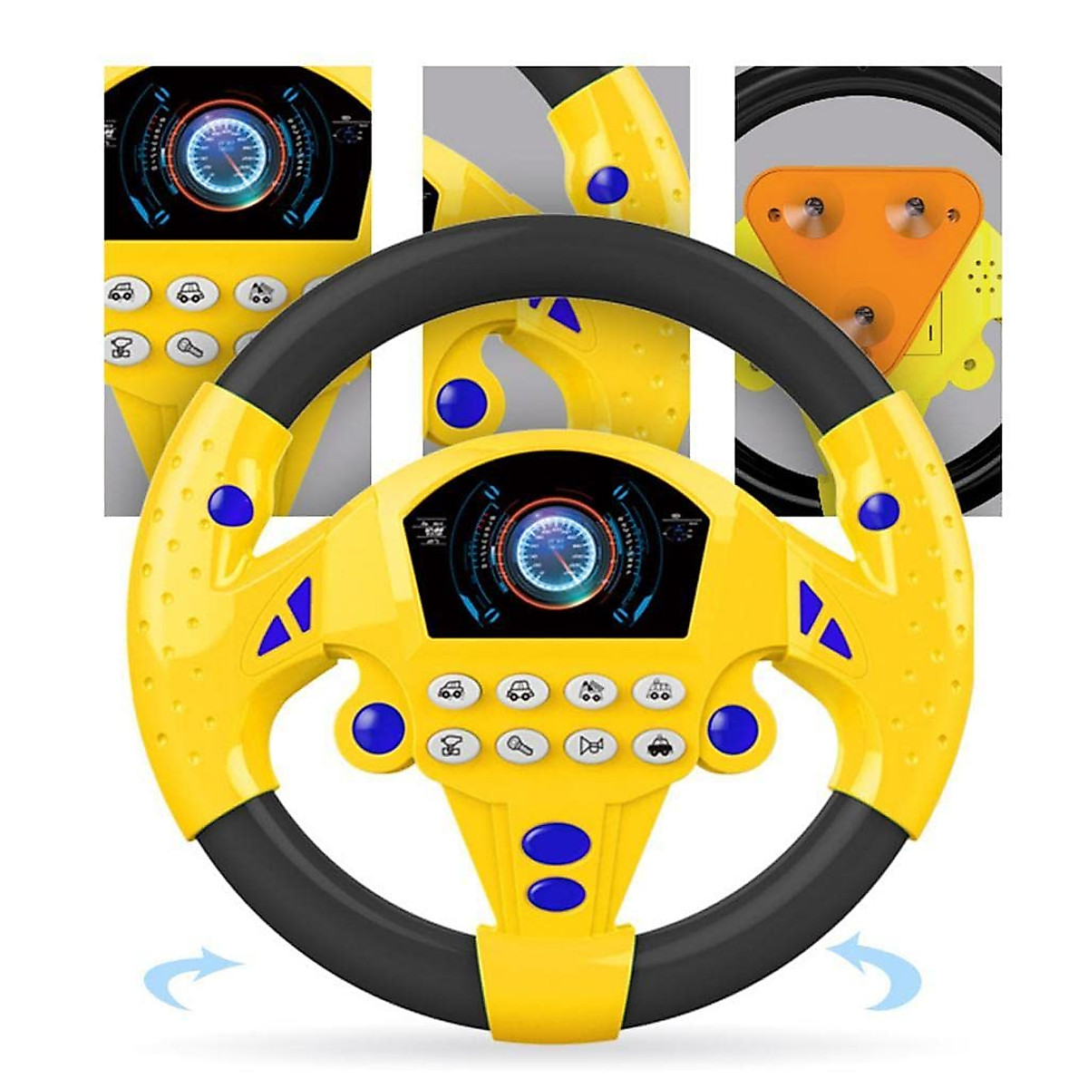 Menolana Toy Electronic Steering Wheel Simulated Driving Simulated Racing Driver Sound Toy Small Steering Wheel for Kids Babies , Pink