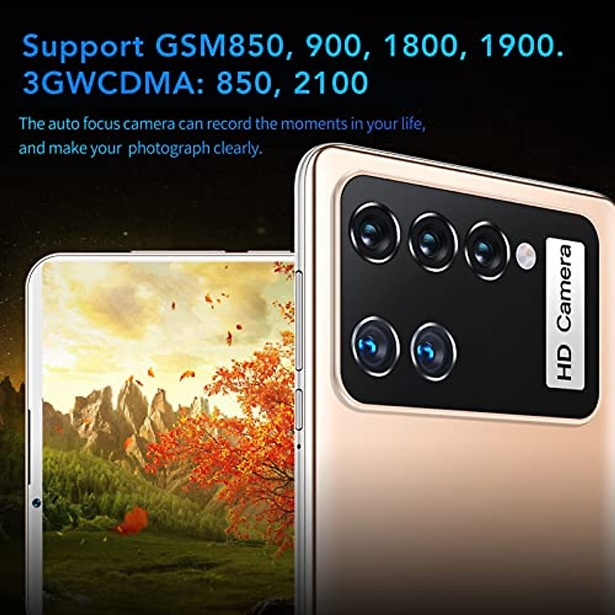 GOWENIC 7 inch Tablet, 1GB 16GB Tablet for Android 5.1, MT6592 Octa Core, Dual SIM GSM 7 Inch IPS Display, Front 0.3MP Rear 2MP, WiFi, Bluetooth, 3000 mAh, Gold(US)