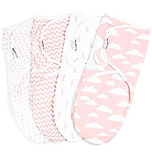 BaeBae Goods Swaddle Blanket, Adjustable Infant Baby Swaddling Wrap Set of 4, Baby Swaddling Wrap Blankets for Boys and Girls Made in Soft Cotton (0-3 Months)