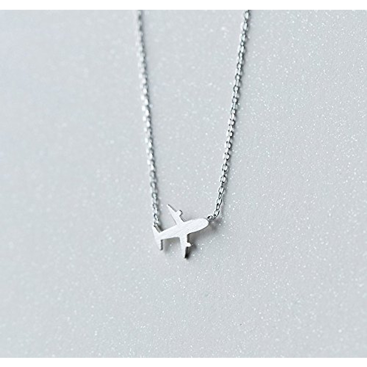 Helen de Lete Original Frosted Women's Airplane 925 Sterling Silver Collar Necklace
