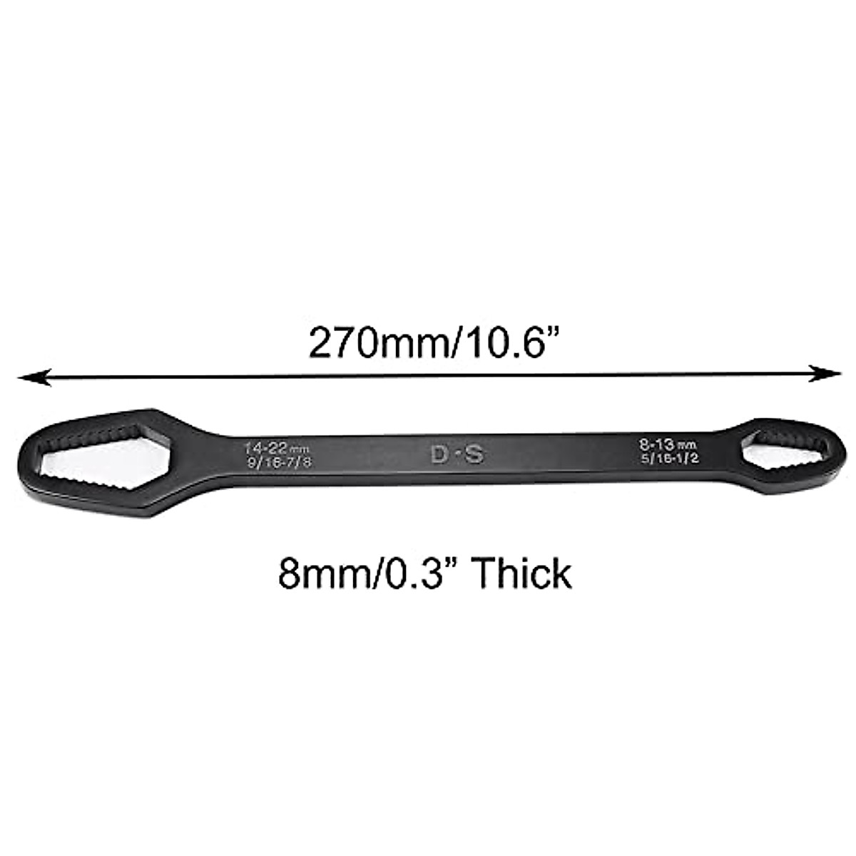 YWHWXB Double Ended Multifunctional Universal Wrench, 5/16”-1/2”, 9/16”-7/8” Self-Tightening Wrench, Chrome Vanadium Steel Repair Tool