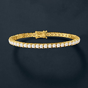 Ross-Simons 4mm Cultured Pearl Tennis Bracelet in 18kt Gold Over Sterling. 7 inches