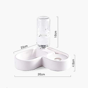 Dog Cat Double Bowls, Pet Food and Water Feeder Bowls with Automatic Water Bottle No-Spill Resin Station for Cat Small Dog Puppy Kitten Rabbit