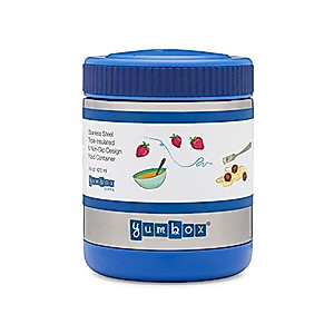 Yumbox Zuppa 14 oz Triple Insulated Stainless Steel Food Jar, Leakproof kids thermos Food Jar, Removable Utensil Band and spoon, Easy Grip, Stays Hot 6 Hours or Cold for 12 Hours, (Neptune Blue)