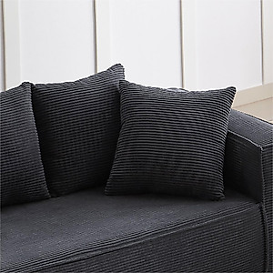 KEVINSPACE 89''Modern Sofa Couch for Living Room 3 Seater Comfy Sofa Corduroy Sofa Couches with 5 Pillows, All-Foam Sofa, NO Frame. No Assembly Required Sofa for Small Space, Apartment Black 22'' H