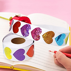 Glitter Valentine's Day Heart Stickers for Envelopes 500pcs Valentine Stickers Decorative Love Stickers Holiday Decorations Wedding Supplies