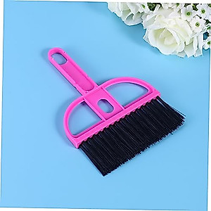Outanaya Cleaning Tools Computer Keyboard Broom Computer Dustpan Small Camping Broom Cage Cleaner Mini Dustpan and Brush Mini Keyboard Brush Dustpan Short Handle Mini Brush Sofa Brooms Rosy