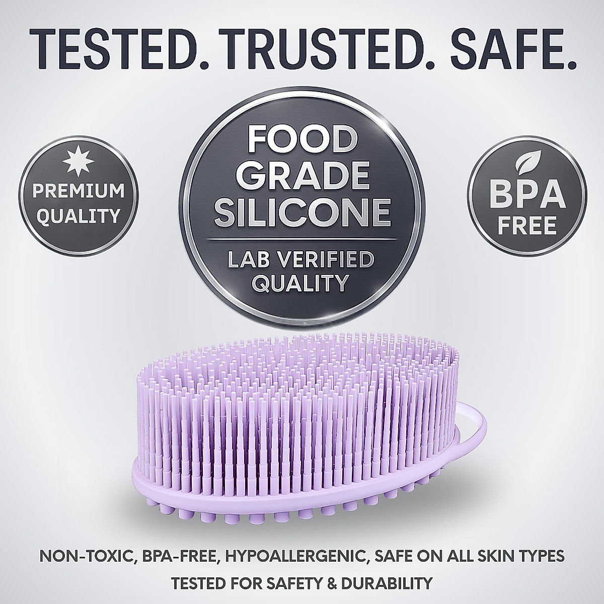 Avilana Exfoliating Silicone Body Scrubber Easy to Clean, Lathers Well, Long Lasting, And More Hygienic Than Traditional Loofah (Lavender)