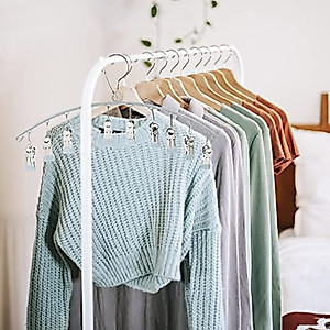 Zerodeko Clothes Hanger with 10 Clips Clothes Drying Rack Stainless Steel Laundry Drying Rack Sock Hanger Underwear Hanger for Drying Towels Diapers Bras Lingerie Baby Clothes Grey