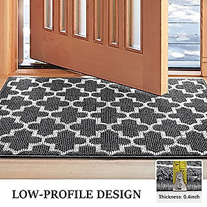 WISELIFE Door Mat Indoor Outdoor Floor Mat,24 inchx36 inch,Non-Slip Absorbent Front Back Doormat Entryway Rugs,Low Profile Resist Dirt Door Mats for Home,Entrance,Garage, (Black)