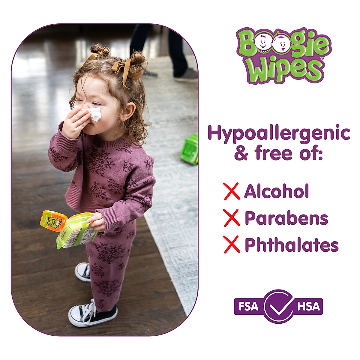 Saline Nose Wipes by Boogie, for Baby & Kids, Face, Hand & Body, FSA/HSA Eligible, Made with Vitamin E, Aloe, and Natural Saline, Fresh Scent, 30 Count (Pack of 12)