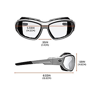 Ergodyne - 56003 Skullerz Loki Convertible Anti-Fog Safety Glasses, Clear Lens- Includes Gasket and Strap to Convert to Goggle Anti-fog Clear Lens, Black Frame