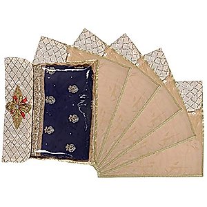 Kuber Industries Silk 6 Pieces Single Packing Saree Cover (Gold), CTKTC10232