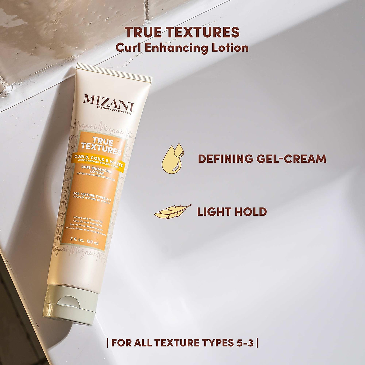 MIZANI True Textures Curl Defining Lotion - Moisturizes and Smooths Hair For Soft and Crunch Free Curls With Coconut Oil, For Texture Types 5-3