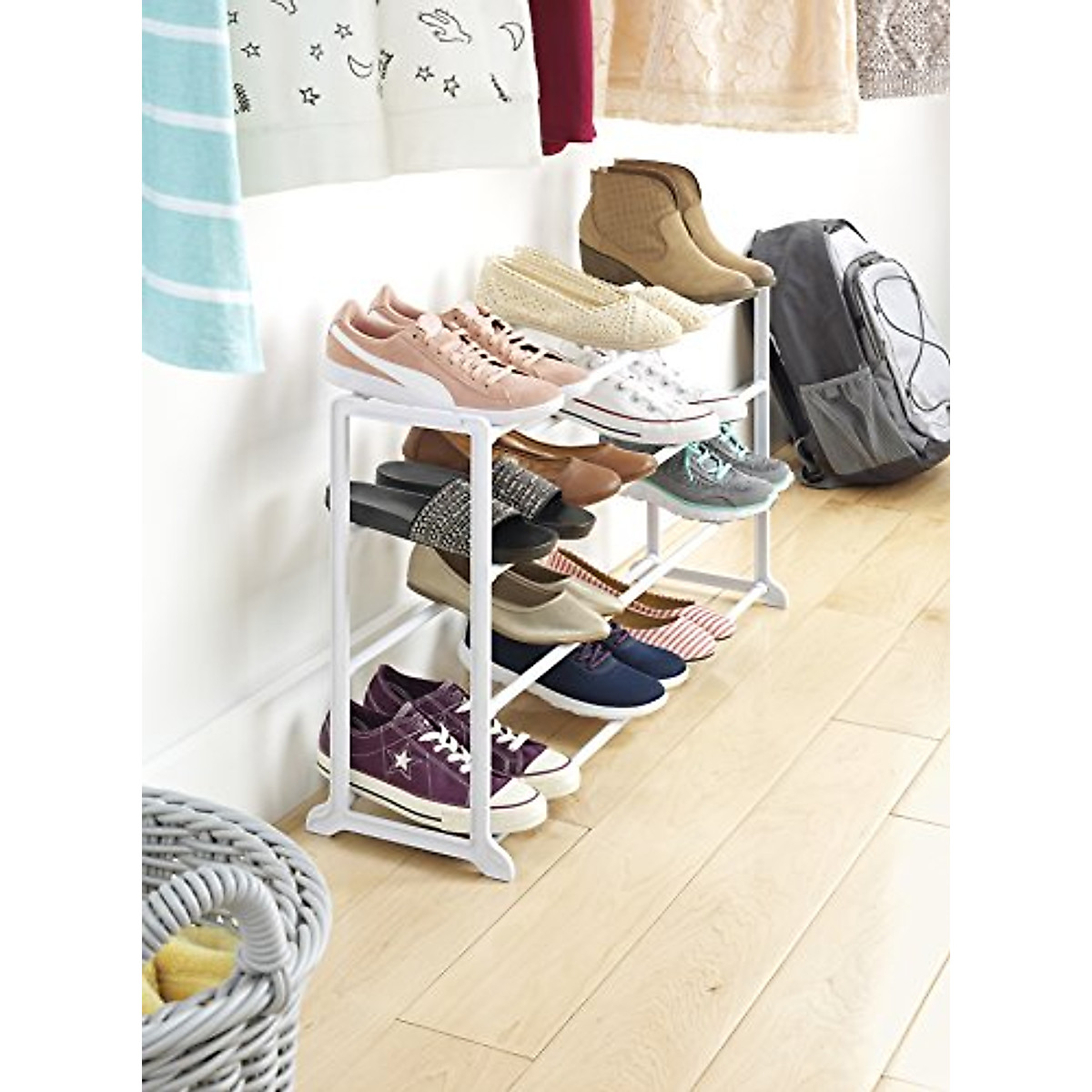 Whitmor 4 Tier 20 Pair Floor Shoe Rack - White