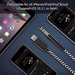 Headphone Aux Adapter Cord 6.6ft for Apple MFi Certified Lightning to 3.5 mm Headphone Jack Converter Male Car Aux Stereo Audio Cable Compatible with iPhone 13 13 Pro 12 12Pro Max 11 Pro SE XR Xs 8P