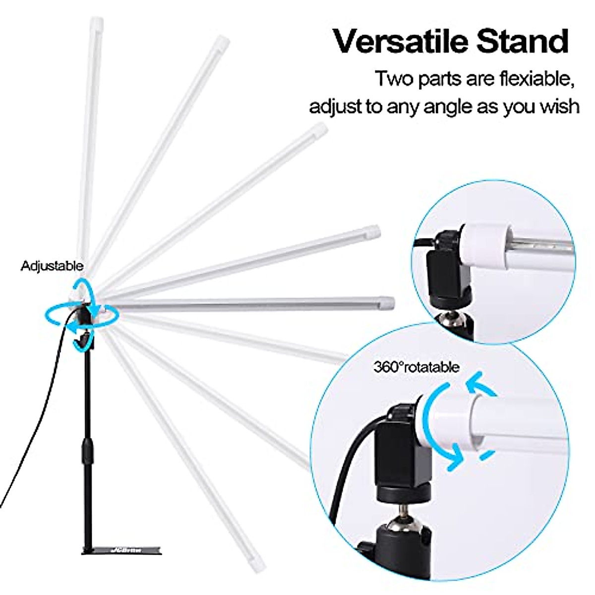 JCBritw Desktop LED Grow Light Bar T8 2ft Plant Growing Lamp on Stand for Indoor Plants White Full Spectrum Adjustable Tabletop Plant Light for Seed Starting, Seedlings, Veg, Flower