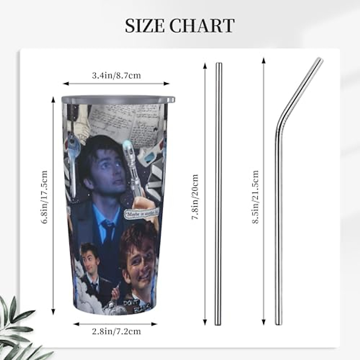 OAEWRE David Actors Tennant Stainless Steel Mug Insulated Tumbler Coffee Mugs with Lids and Straw Double Wall Vacuum Cup 20oz