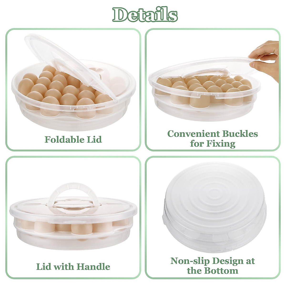 LANIAKEA 3PCS 12 Inch Food Storage Container with Lid and Handle, 2 Compartments Reusable Pizza Slice Storage Container Pie Container Leftover Pizza Keeper for Food Cake Cheesecake Tortilla Pastry
