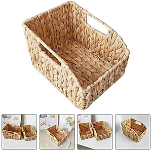 ibasenice Magazine small cabinet magazine storage holder multipurpose wicker table basket bread basket decorative storage basket bread container basket home field Toy finishing basket
