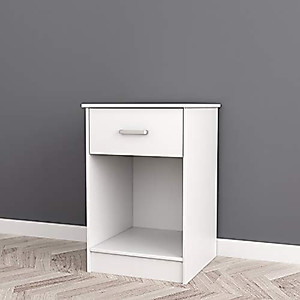 RAAMZO 2-Tier Nightstand End Table Side Table for Bedroom Home Office Bedside Cabinets with 1-Drawer and Open Shelf, White