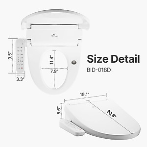 SK magic BID-018D Electric Bidet Toilet Seat Elongated| Adjustable Warm Water, Warm Air Dryer| 360° Self-Cleaning Nozzle| Easy Installation| Heated Toilet Seat