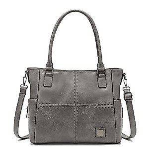 Purses for Women，Soft PU Leather Handbags ，Large Capacity Purse， Fashion Crossbody Bags, Top Handle Satchel (Grey)