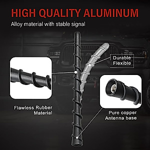 QODOLSI 1 Pack Spiral Antenna 7.1In, Universal Antenna Toppers Waterproof PVC Rubber Flexible Retrofit Antenna, Suitable for Trucks, Cars, SUVs Antenna Replacement (Black), QOTX502BL-1PS