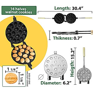 Walnut Cookie Mold Maker 16 non-stick - Oreshki Mold Maker - Walnut Cookie Molds - Орешница Russian - Oreshki Maker - Walnut Cookie Maker Oreshek - Nutty Maker - Oreshnitsa Nut Cookies Maker