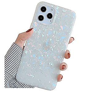 YeLoveHaw Designed for iPhone 12 and 12 Pro Case for Women Girls, Glitter Pearly-Lustre Shell Pattern Phone Case [ Soft, Slim, Full-Around Protective] Compatible with iPhone 12 12Pro 6.1'' (Colorful)