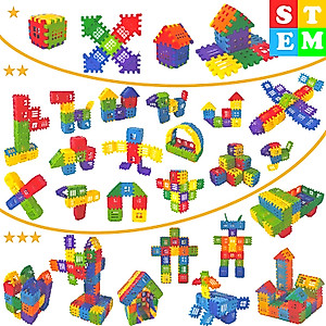 KUTOI Building Blocks – 100-piece Kids Builders Blocks Set with Storage Bag – Interlocking Building Blocks for Toddlers and Kids – Fun and Educational Toy Building Set for Skill Development